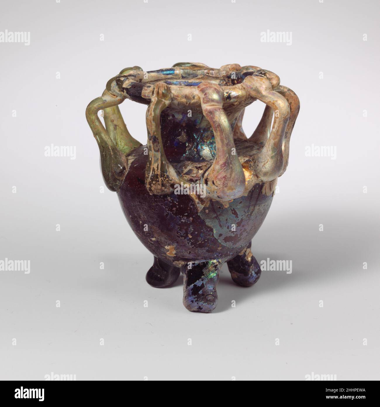 Glass footed jar 4th–6th century A.D. Roman, Palestinian Translucent ...