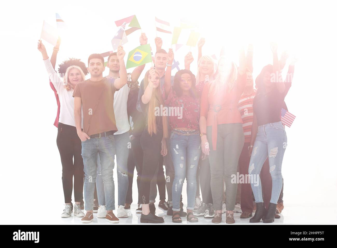 background image of a group of people with their national flags Stock ...
