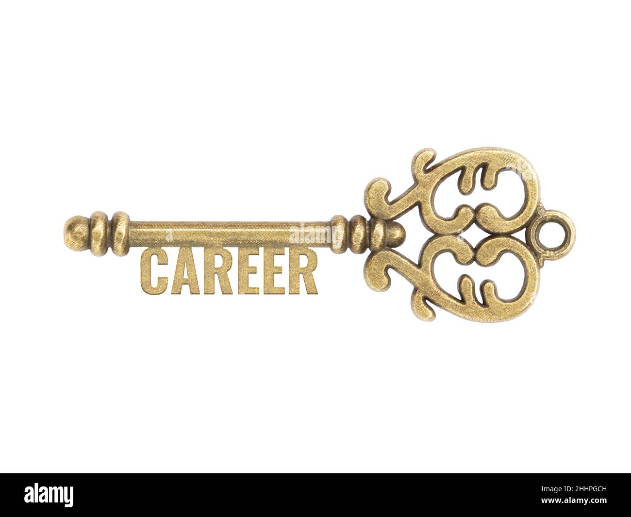 Bronze vintage antique keys with word Career isolated on white ...