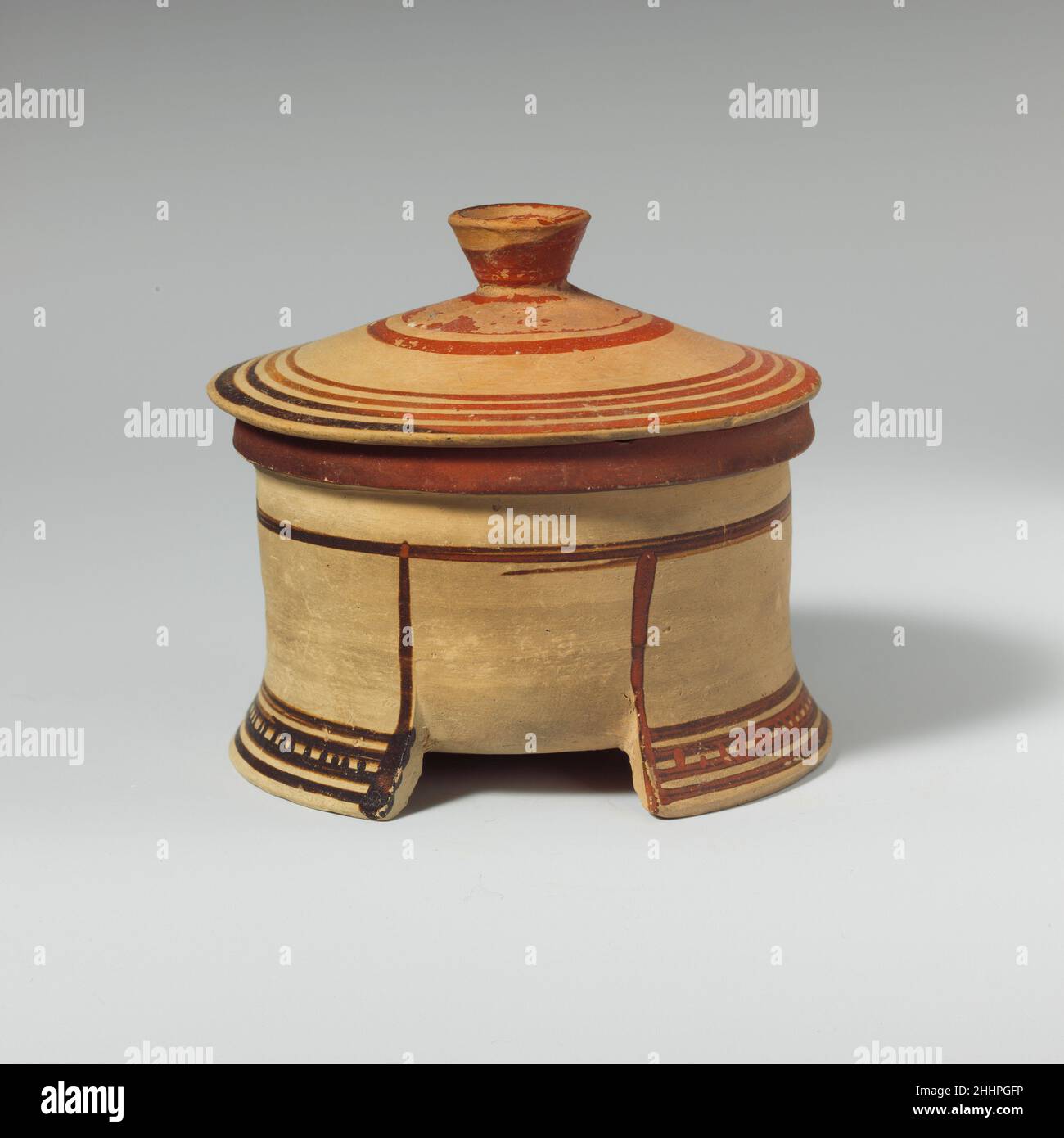 Terracotta tripod-pyxis (box) ca. 575–525 B.C. Greek, Corinthian Lines ...