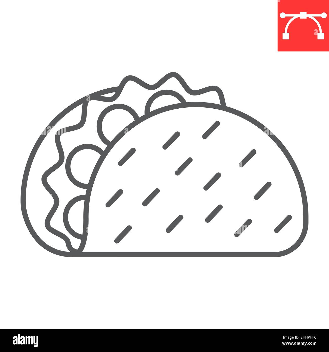 Taco line icon, junk food and mexican fast food, taco vector icon ...