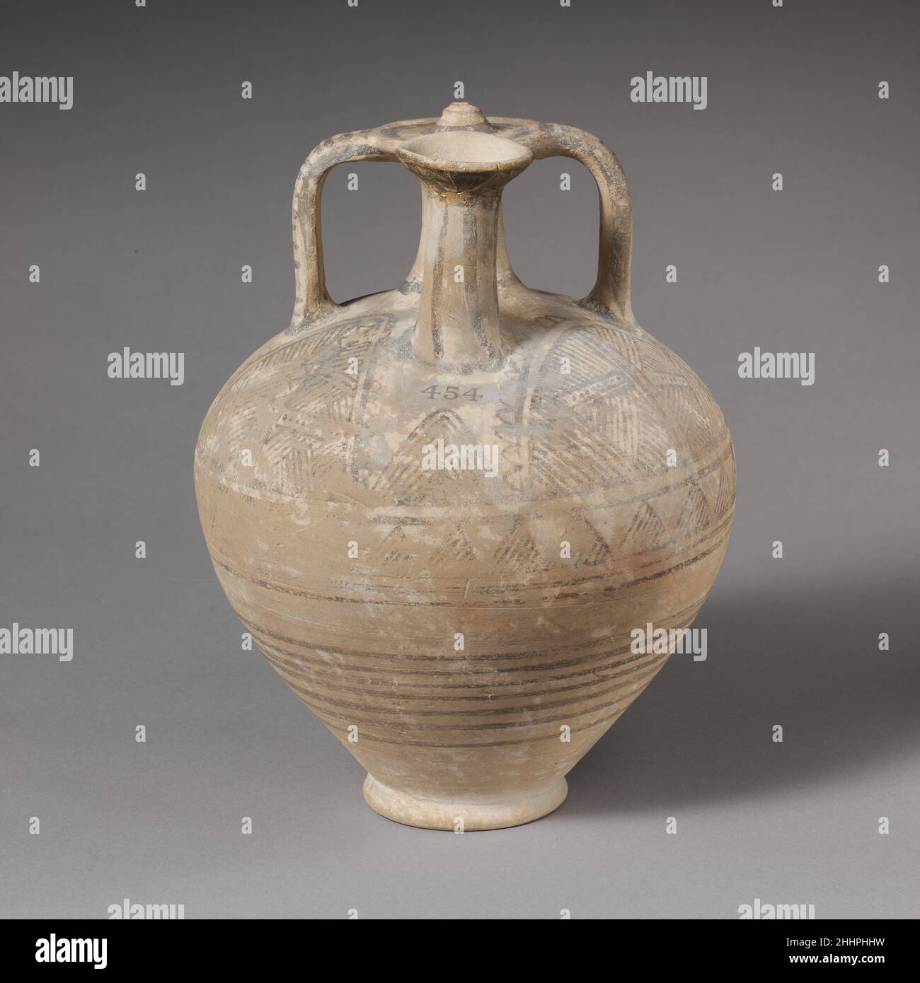 Terracotta stirrup jar ca. 1200–1050 B.C. Cypriot Narrow bands and on ...