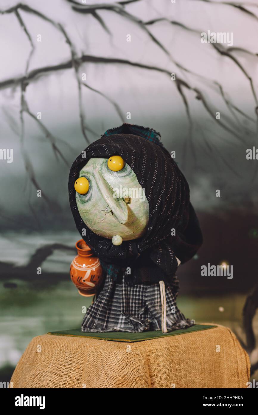 Vertical closeup of a modeled old hag from old legends Stock Photo - Alamy