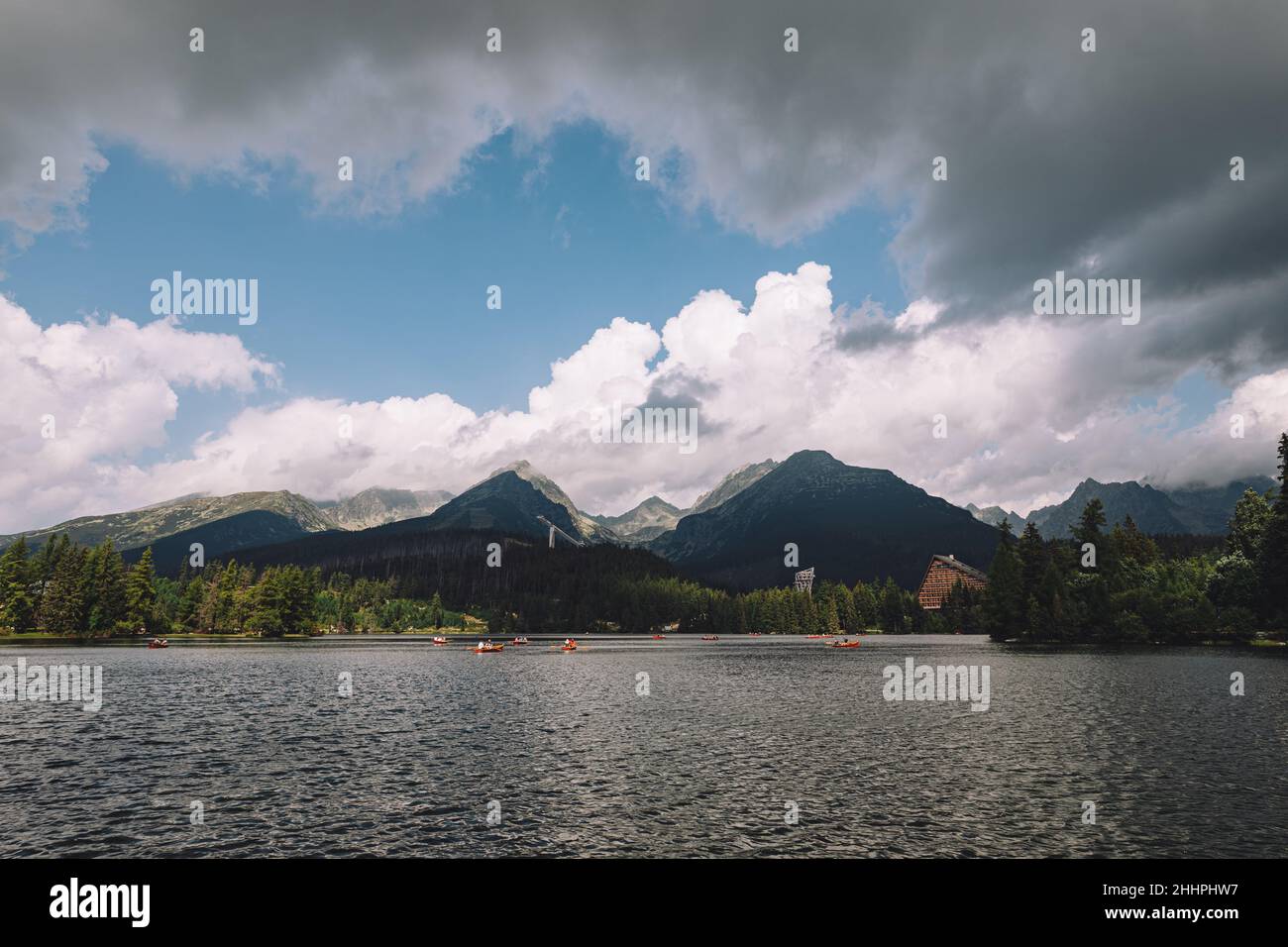Strbske Pleso lake with iconic view on High Tatras mountains and ...