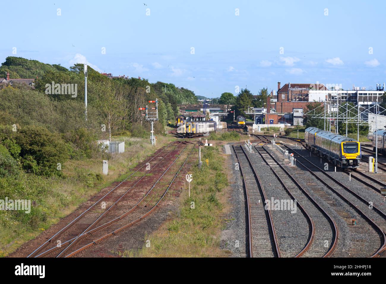 Barrow In Furness railway station with Northern rail class 156 and 195 ...