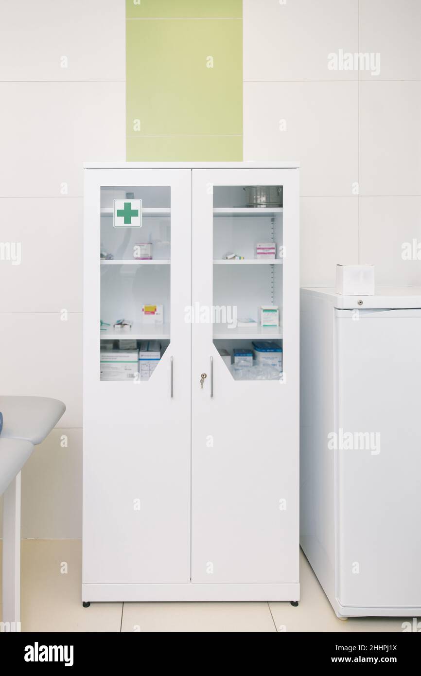 Medicine cabinet. Hospital diagnostic room. Modern medical equipment ...