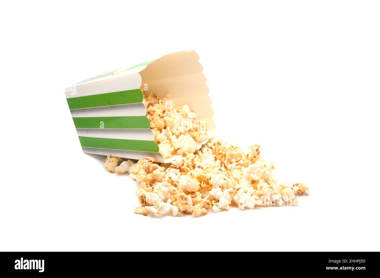 Popcorn is food for cinema in color box on the white Stock Photo - Alamy