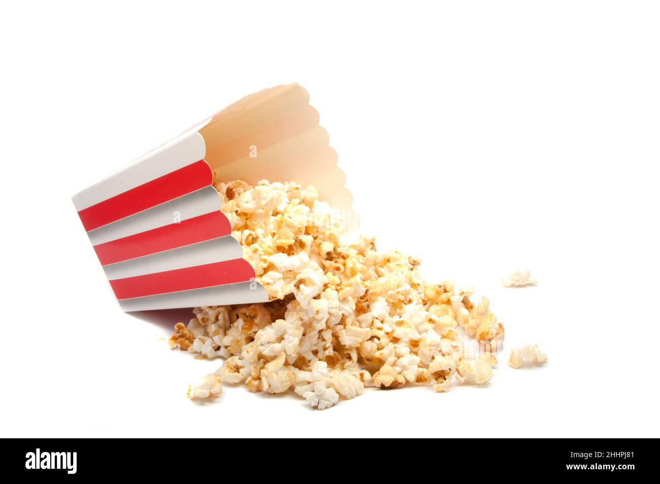 Popcorn is food for cinema in color box on the white Stock Photo - Alamy