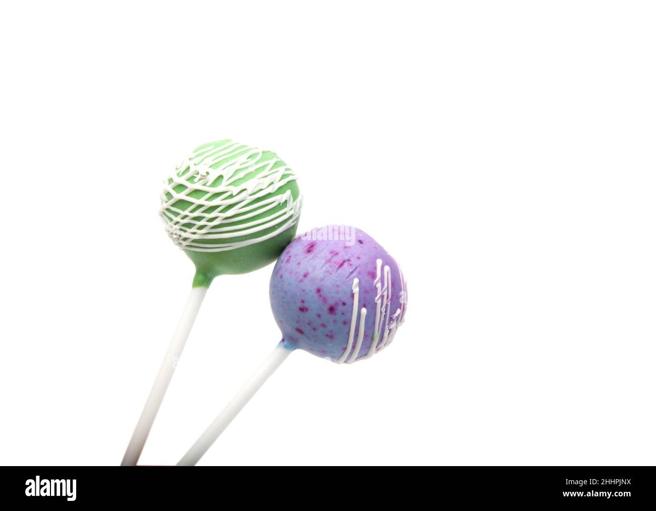 cake-pop color decor on the white isolated Stock Photo - Alamy