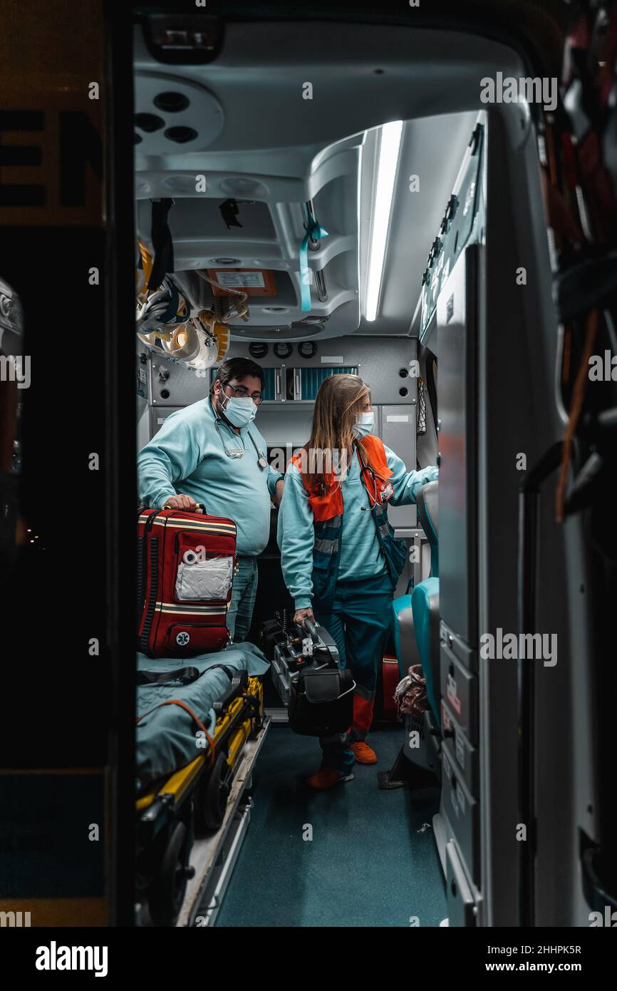 Ambulance inside patient hi-res stock photography and images - Alamy