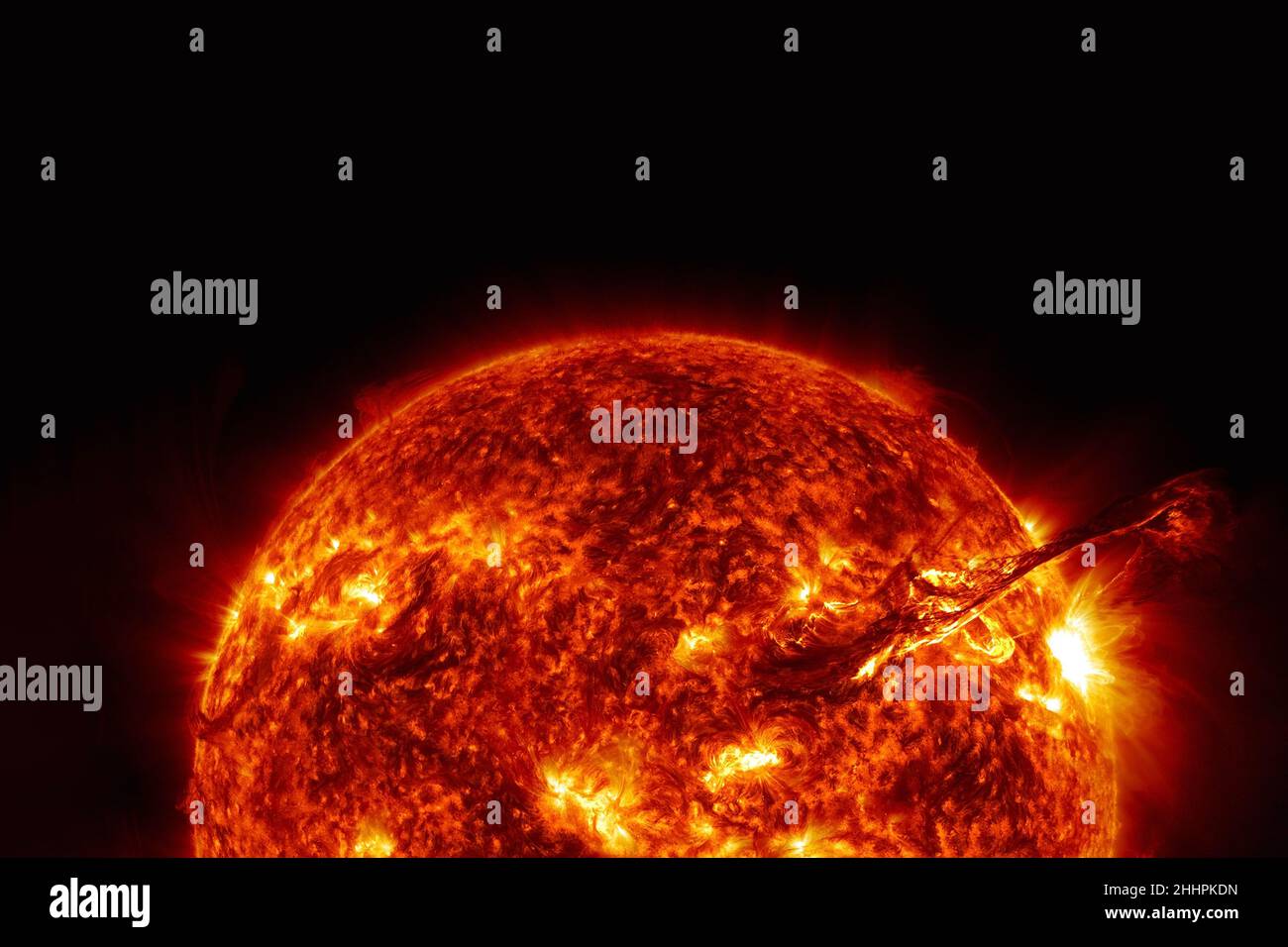 The sun from space on a dark background. Elements of this image ...