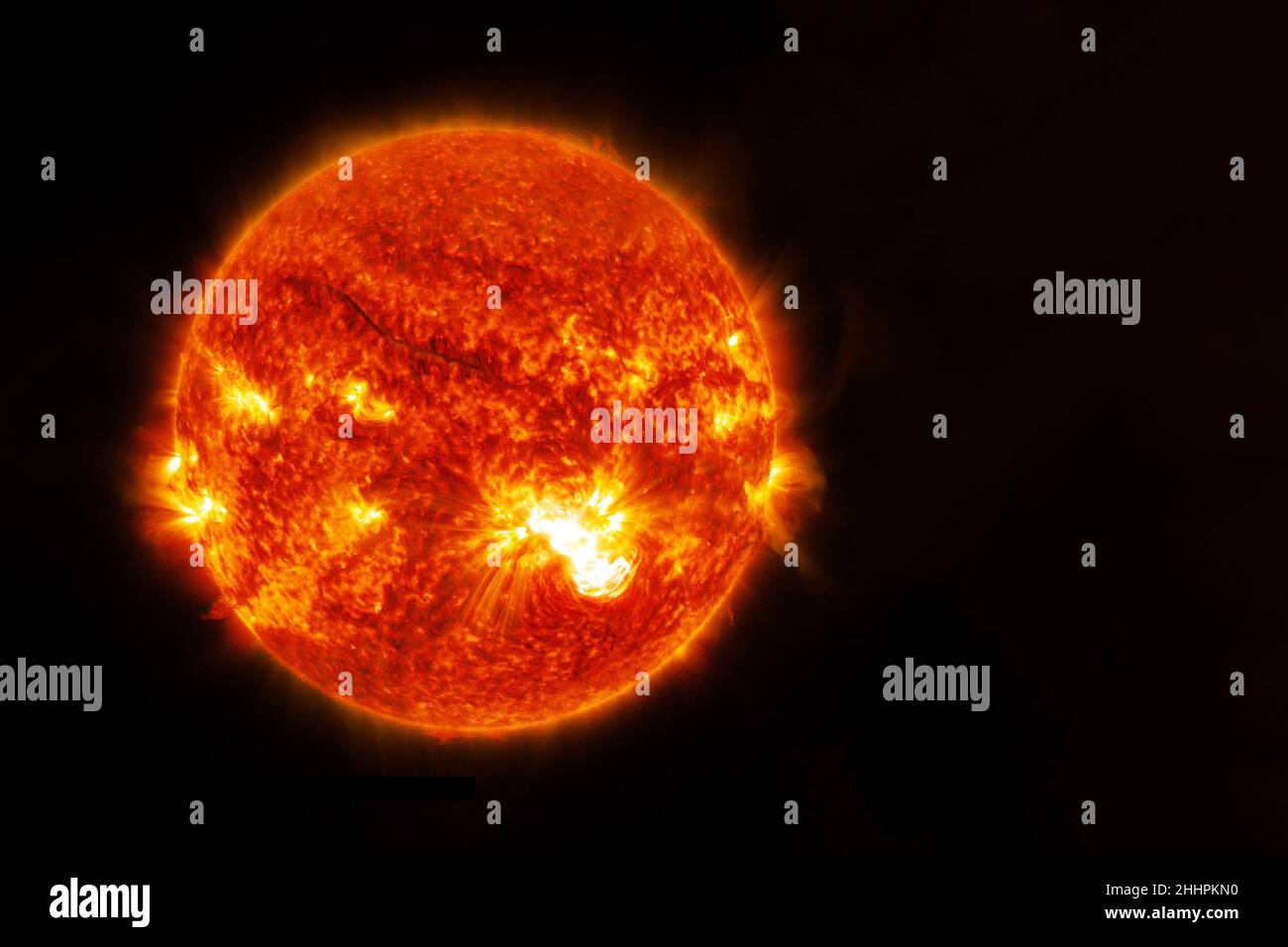 The sun from space on a dark background. Elements of this image ...