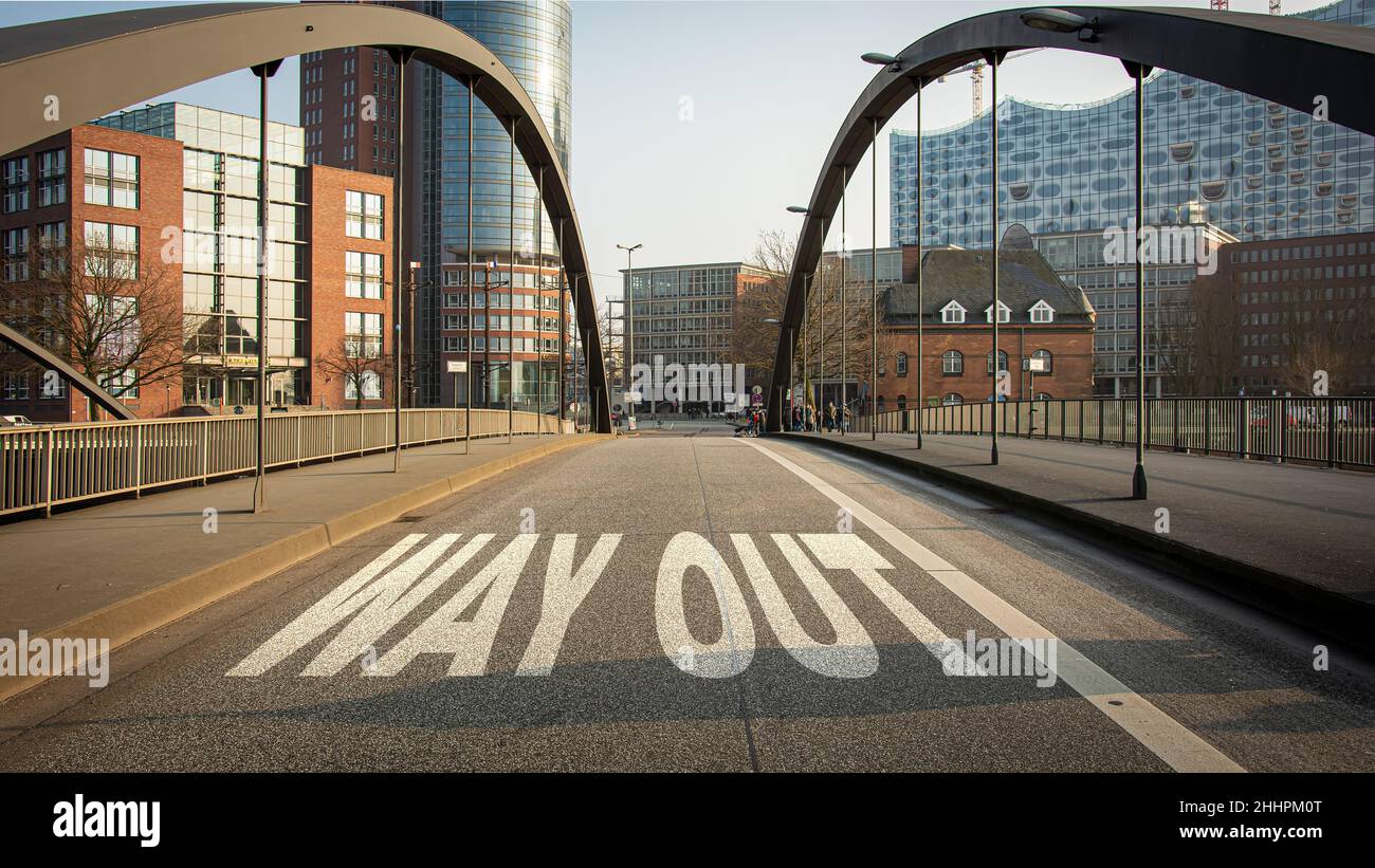 Street Sign the Direction Way to WAY OUT Stock Photo - Alamy