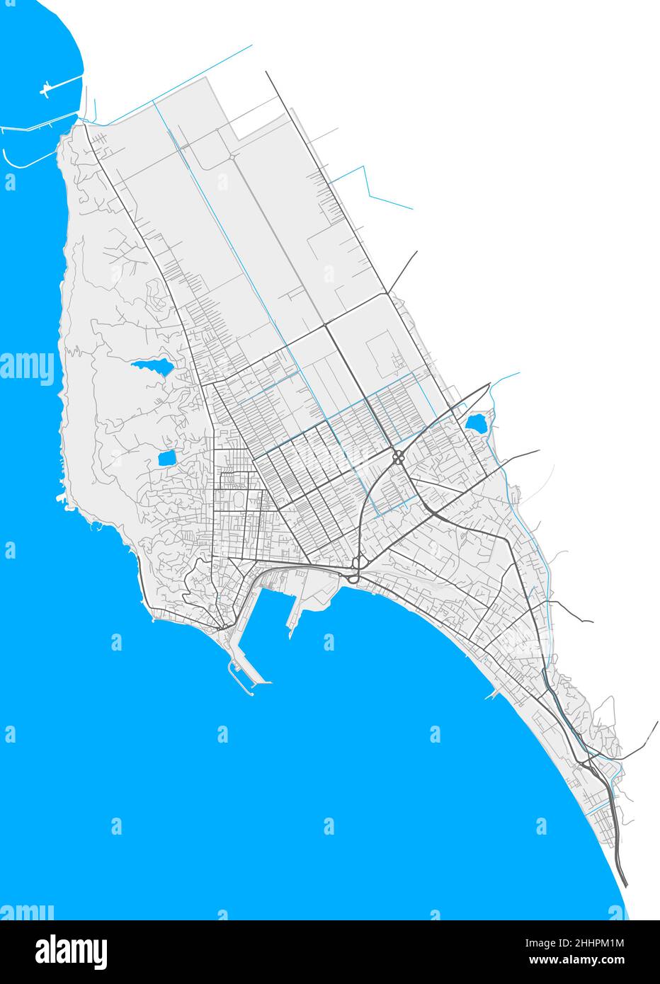 Durres, Albania high resolution vector map with city boundaries and ...