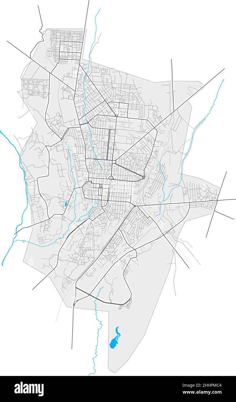 Gyumri, Shirak, Armenia high resolution vector map with city boundaries ...