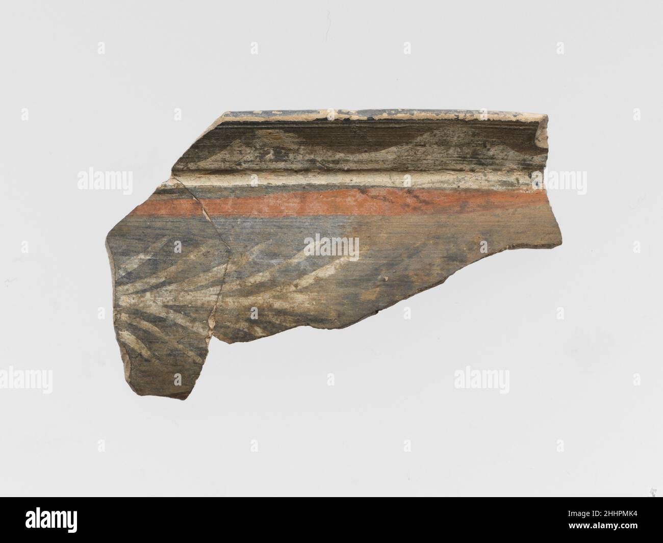 Terracotta rim of a cup with fern pattern and bands ca. 1800–1700 B.C ...