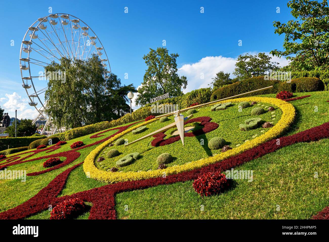 Famous Flower Clock and Ferris Wheel in Geneva Stock Photo - Alamy