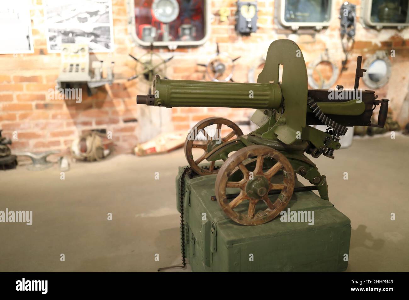 View of old machine gun maxim indoor Stock Photo - Alamy