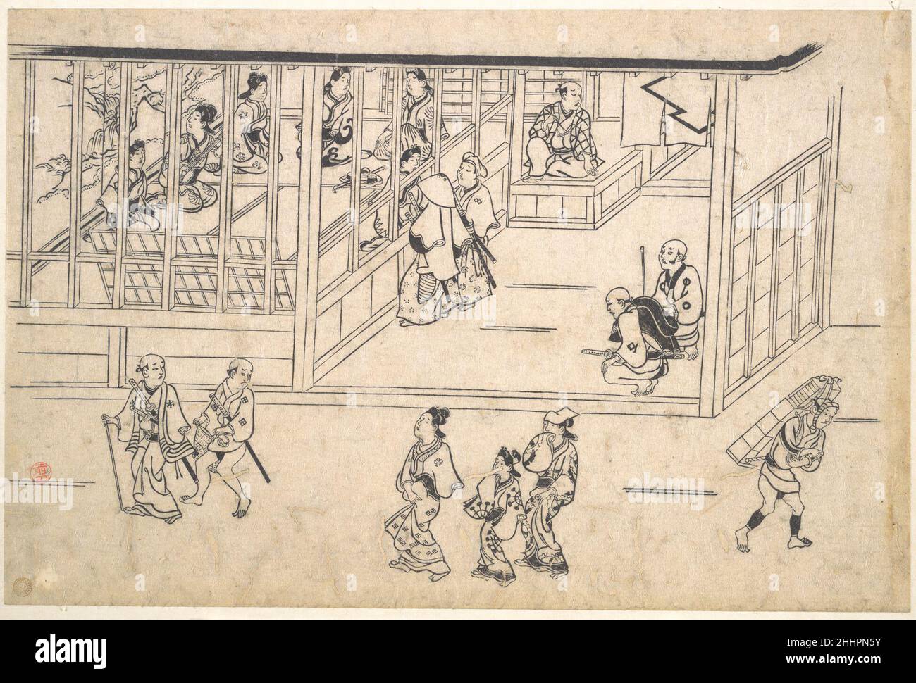 Street scene in the Yoshiwara ca. 1680 Hishikawa Moronobu Japanese The ...