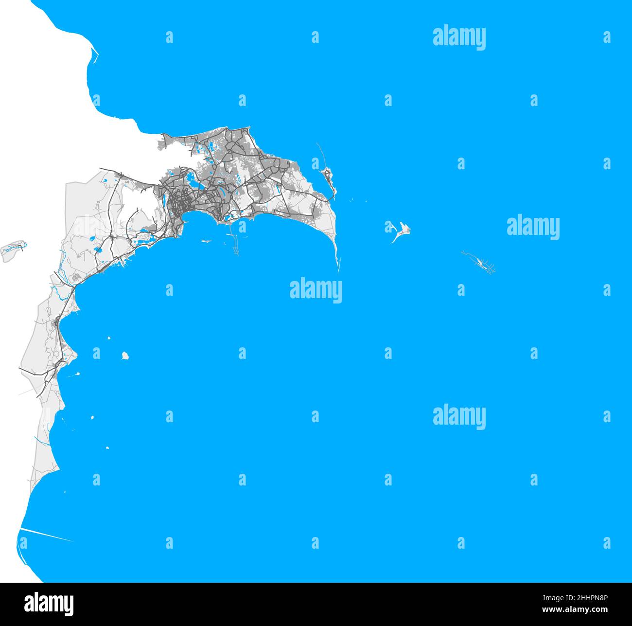 Baku, Azerbaijan high resolution vector map with city boundaries and ...