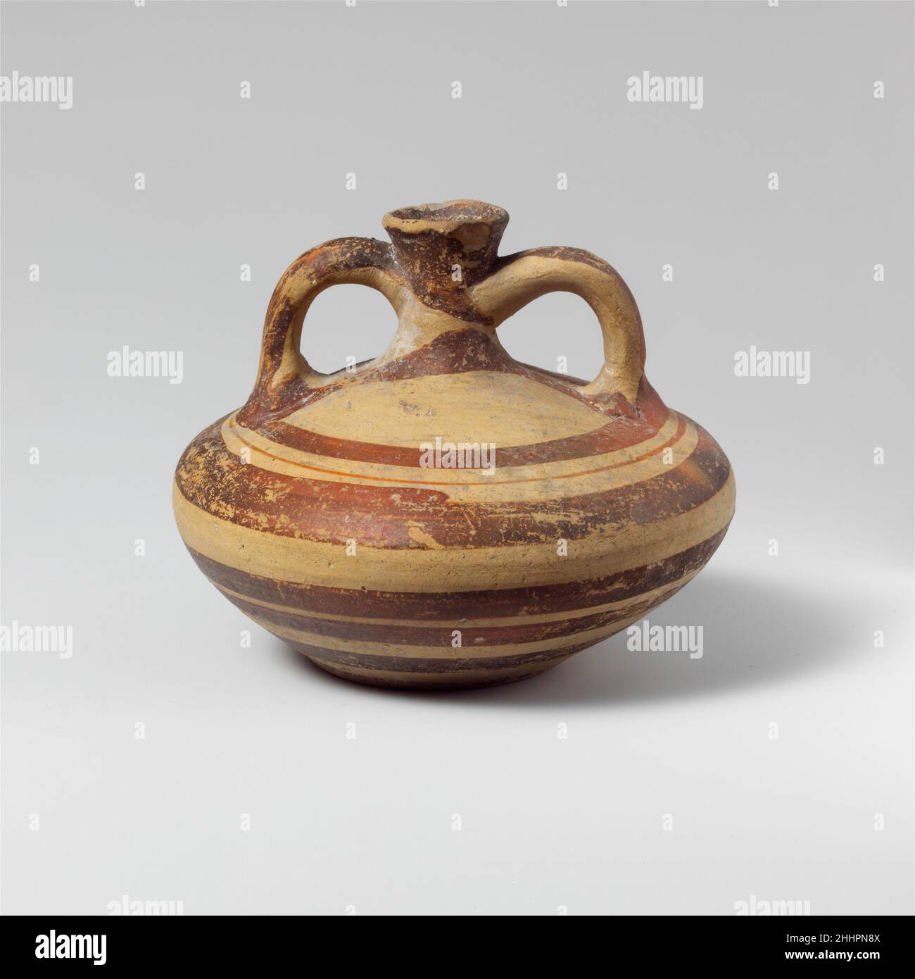 Terracotta stirrup jar ca. 1400–1050 B.C. Cypriot Bands of brownish ...