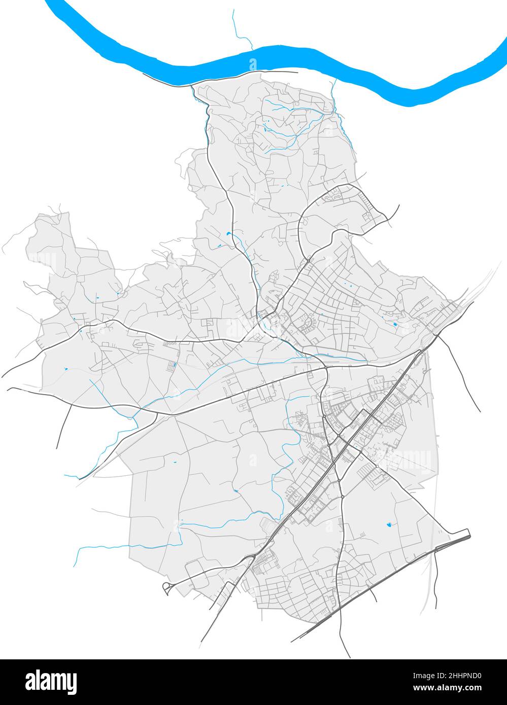Leonding, Upper Austria, Austria high resolution vector map with city ...