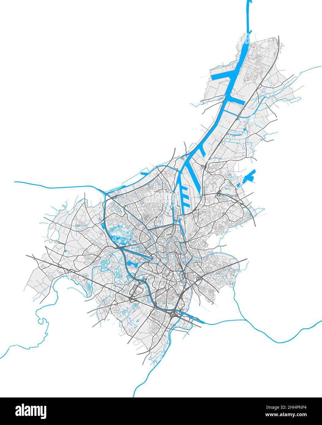 Ghent, East Flanders, Belgium high resolution vector map with city ...
