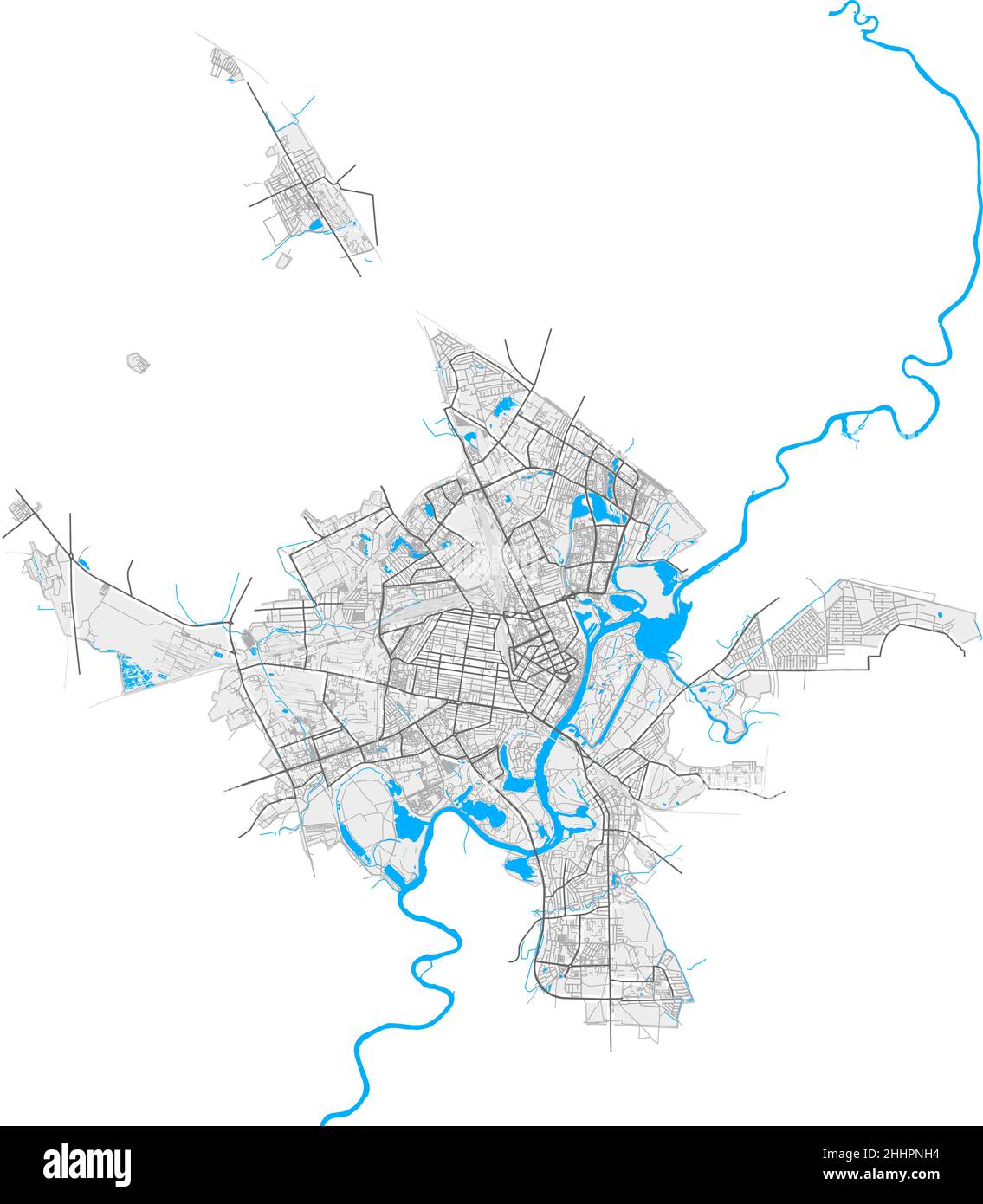 Gomel, Voblasć, Belarus high resolution vector map with city boundaries ...