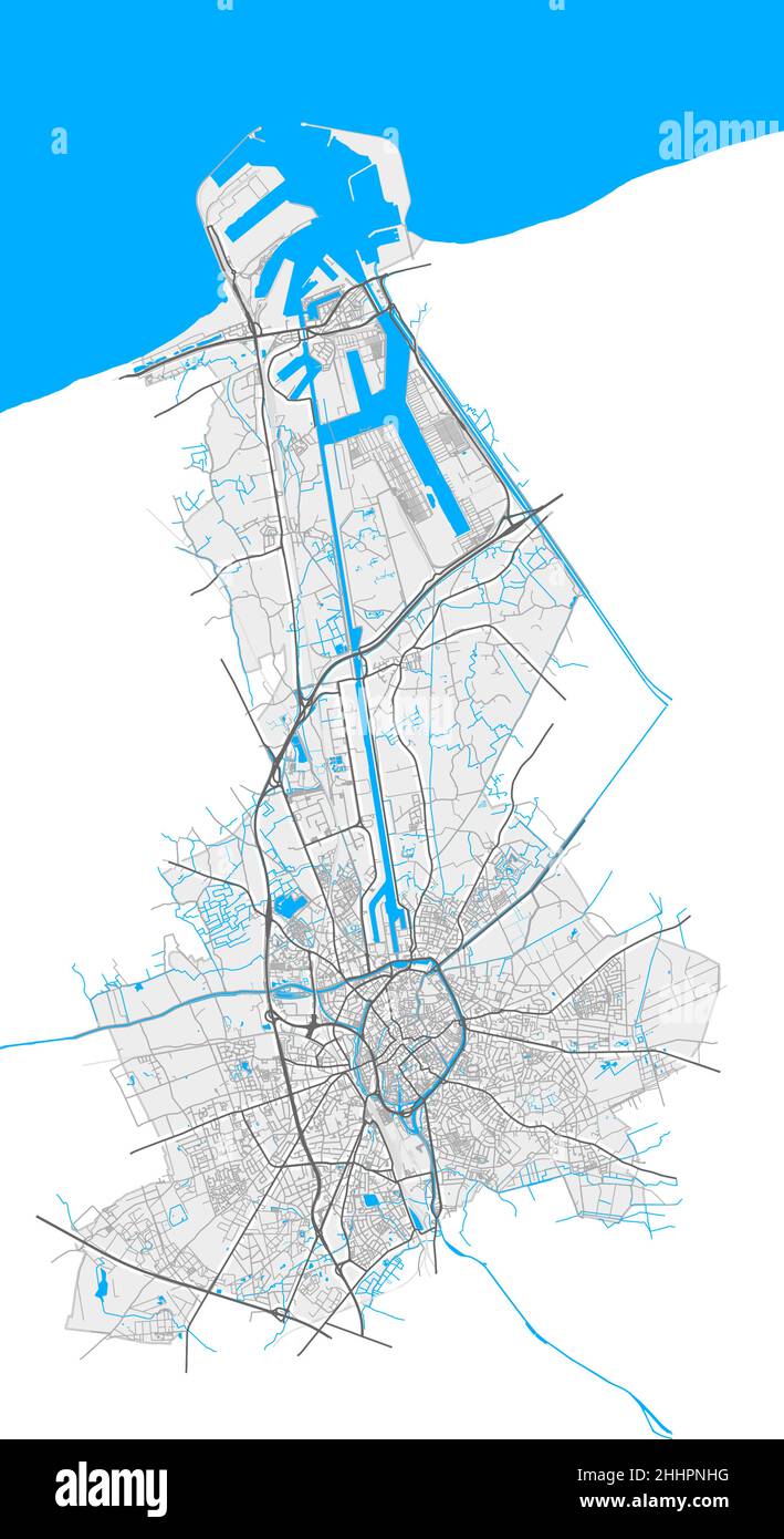 Bruges, West Flanders, Belgium high resolution vector map with city ...
