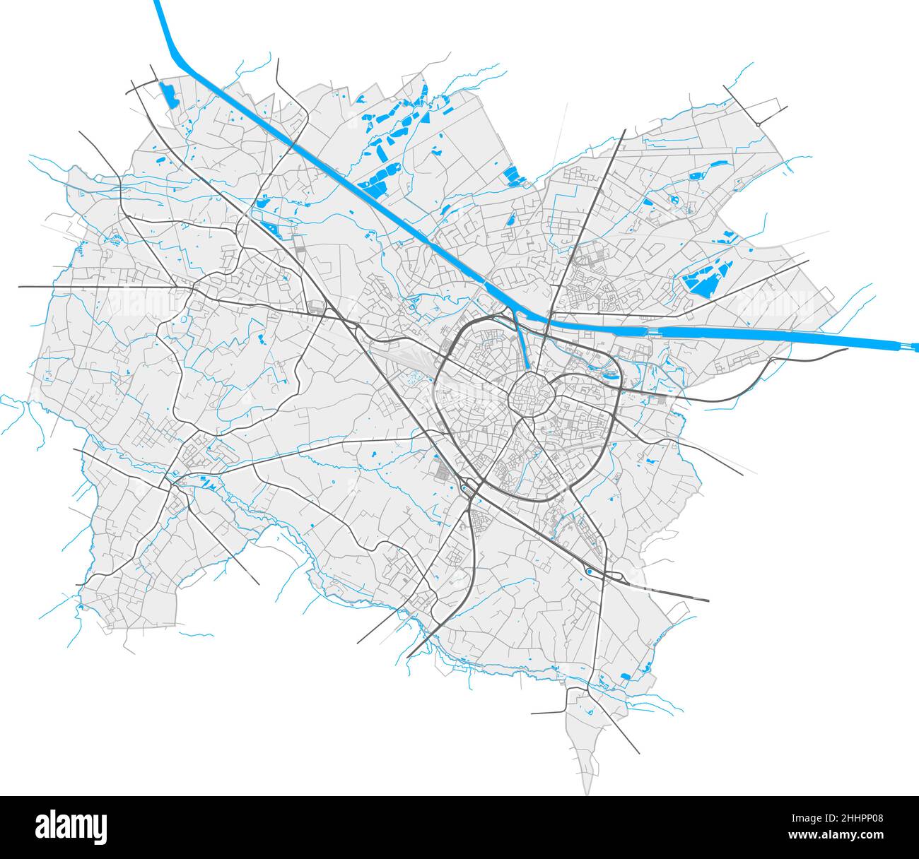 Hasselt, Limburg, Belgium high resolution vector map with city ...