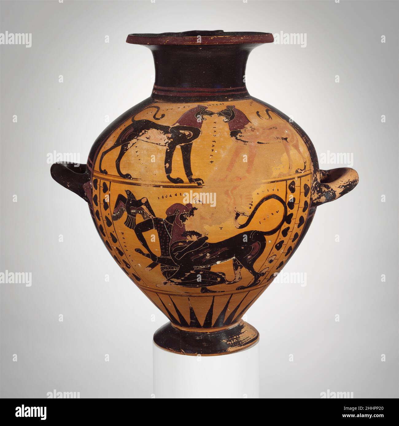 Terracotta hydria (water jar) 2nd quarter of the 6th century B.C. Greek ...