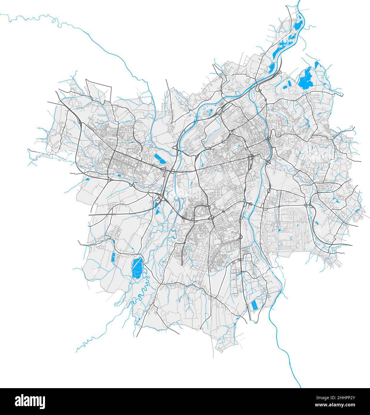 Ostrava, Czechia high resolution vector map with city boundaries and ...