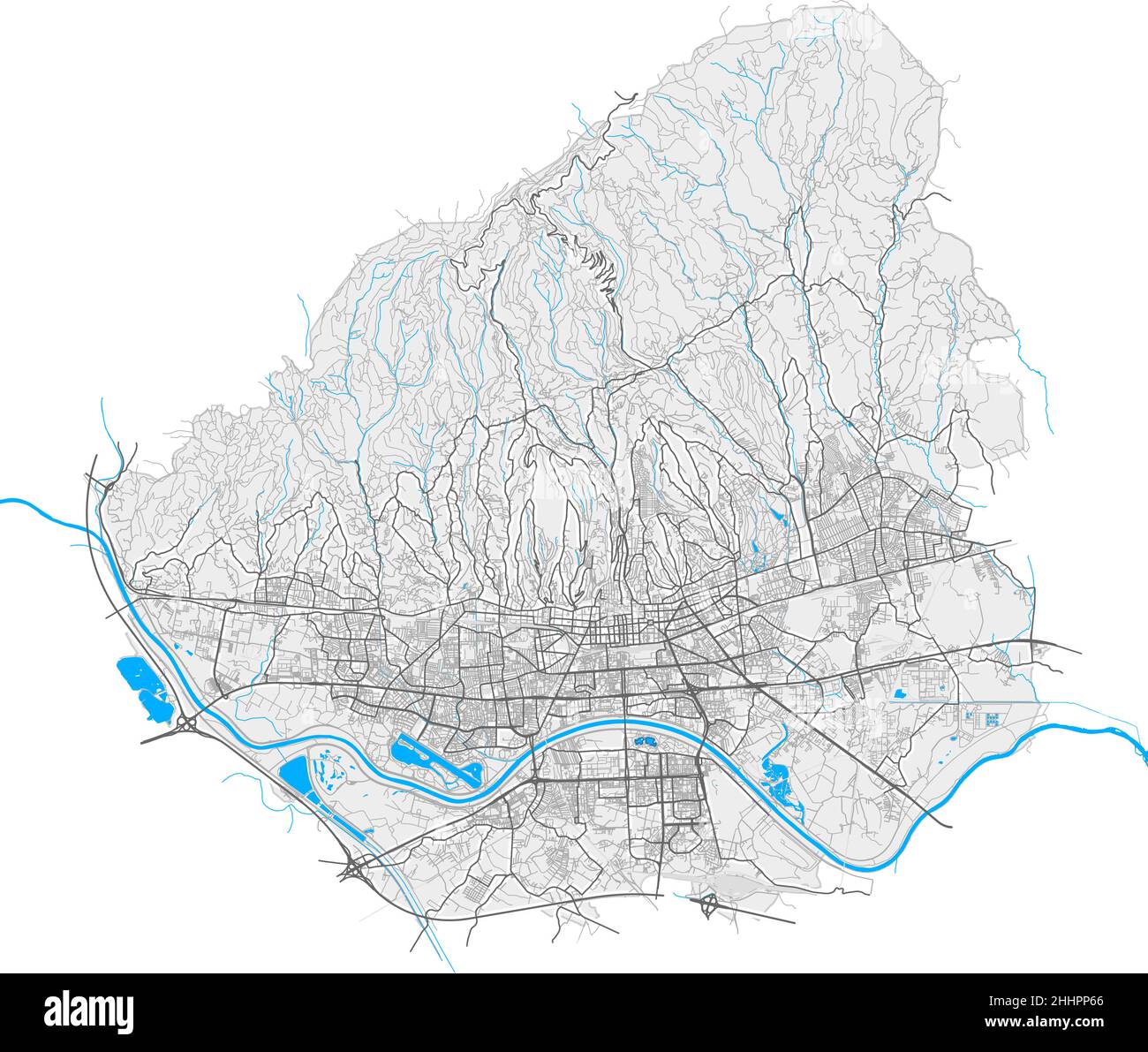 Zagreb, Zagreb, Croatia high resolution vector map with city boundaries ...