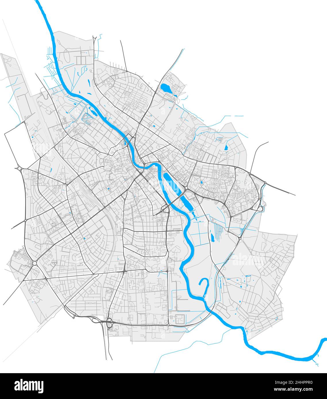 Tartu, Tartu, Estonia high resolution vector map with city boundaries ...