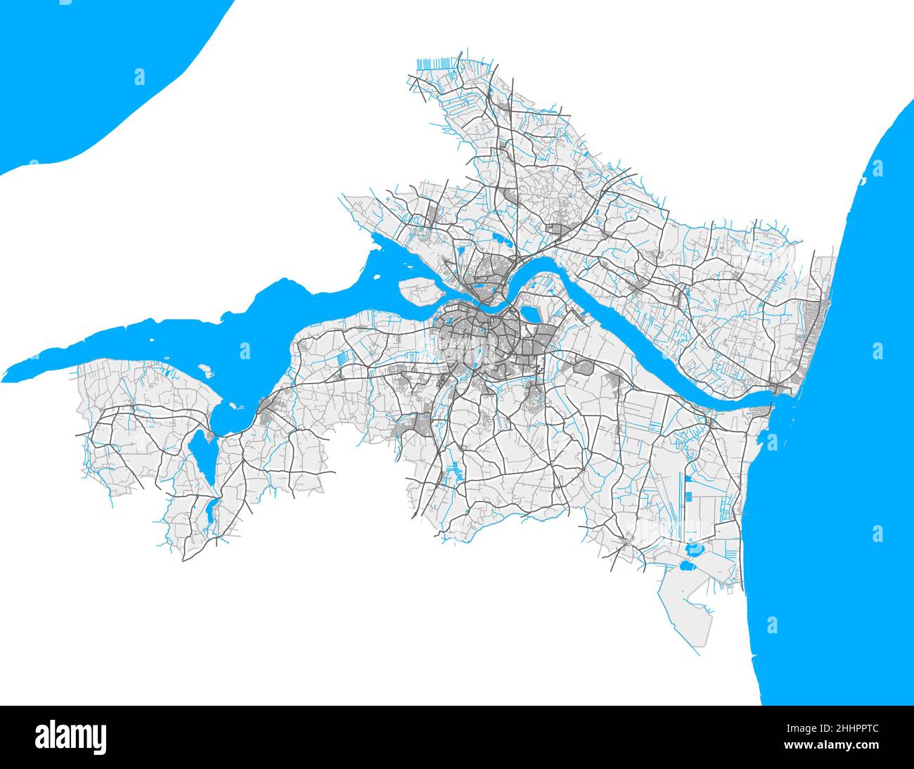 Aalborg, Denmark high resolution vector map with city boundaries and ...