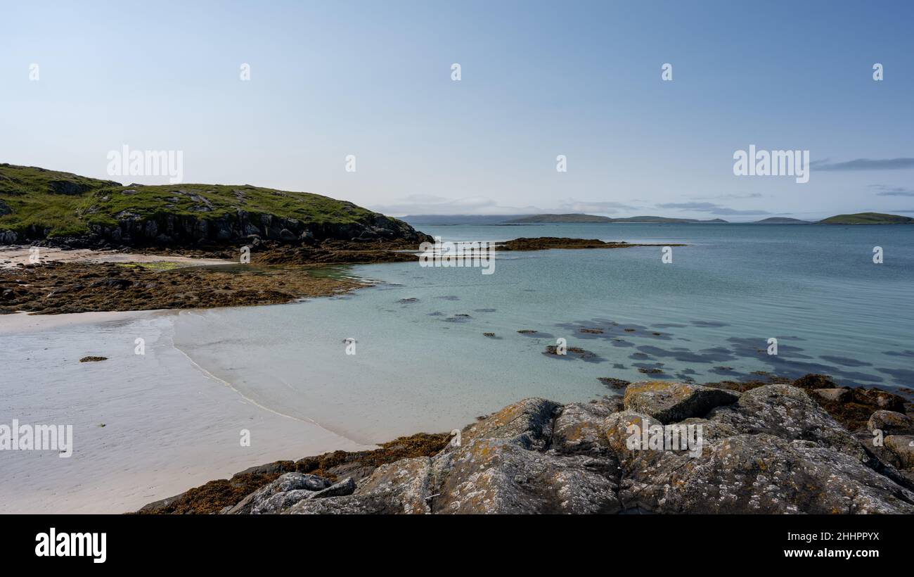 View towards a beach near Eriskay Causeway Stock Photo - Alamy