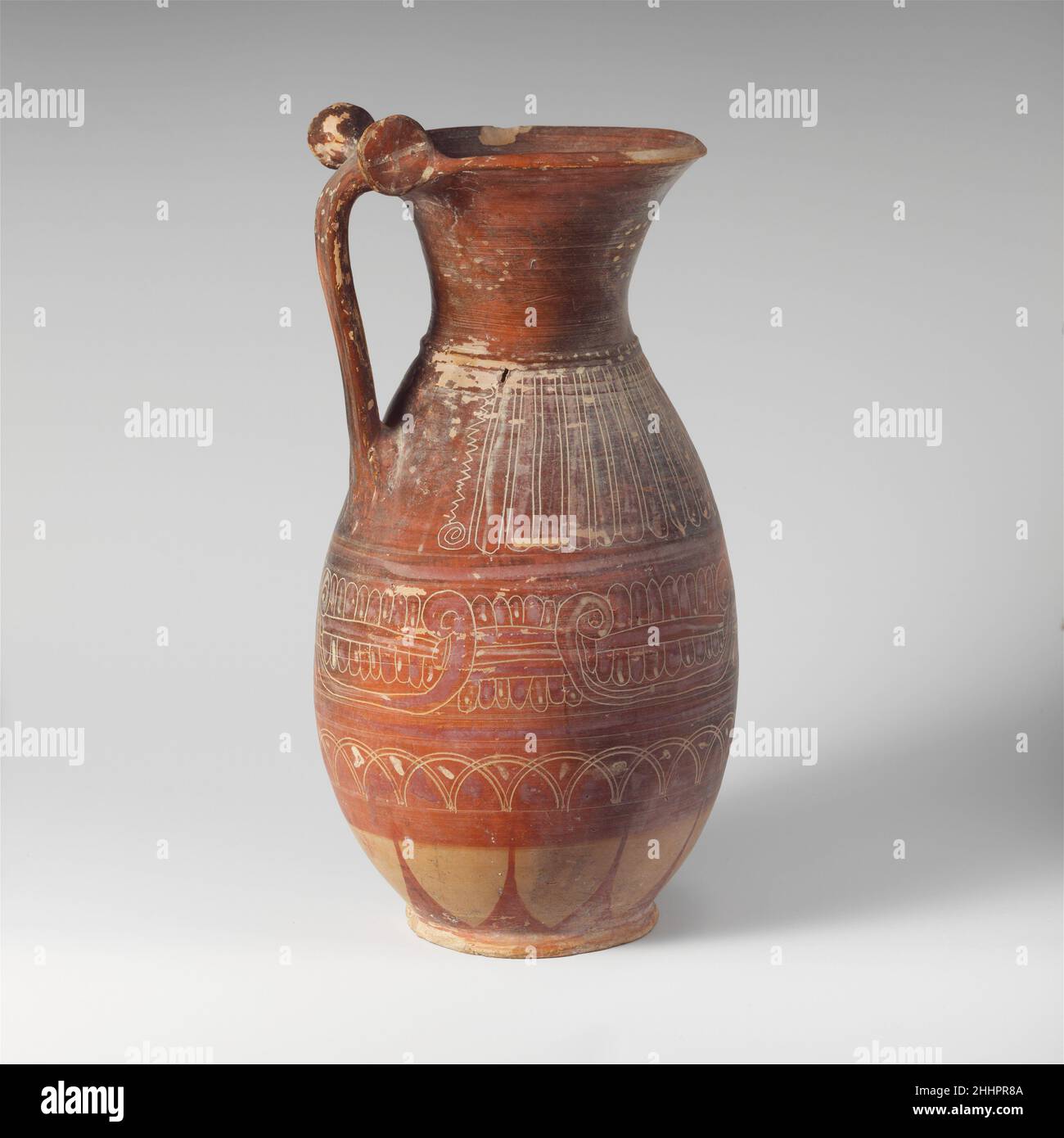 Terracotta olpe (jug) ca. 600–575 B.C. Etruscan, Italo-Corinthian ...