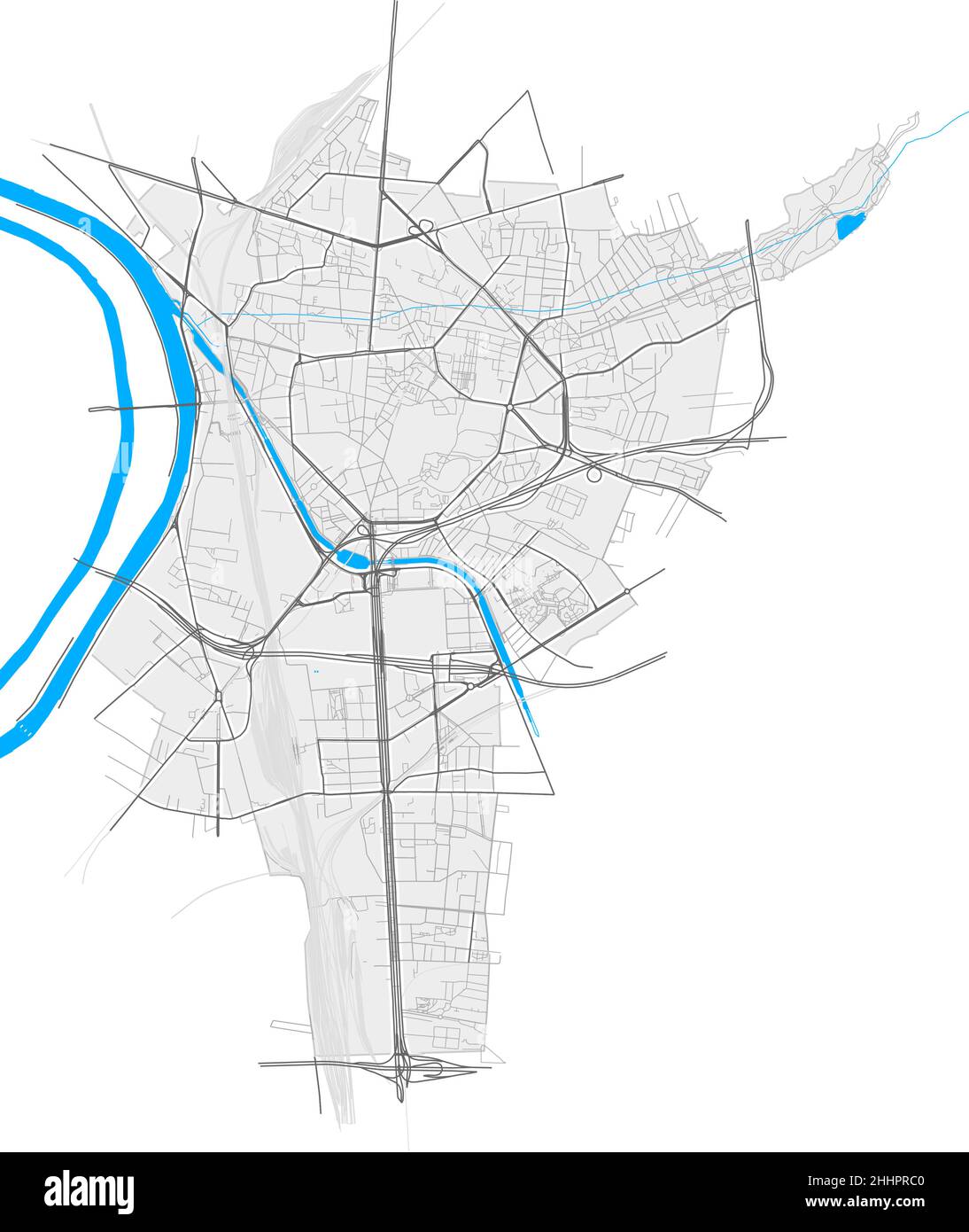 Saint-Denis, Réunion, France high resolution vector map with city ...