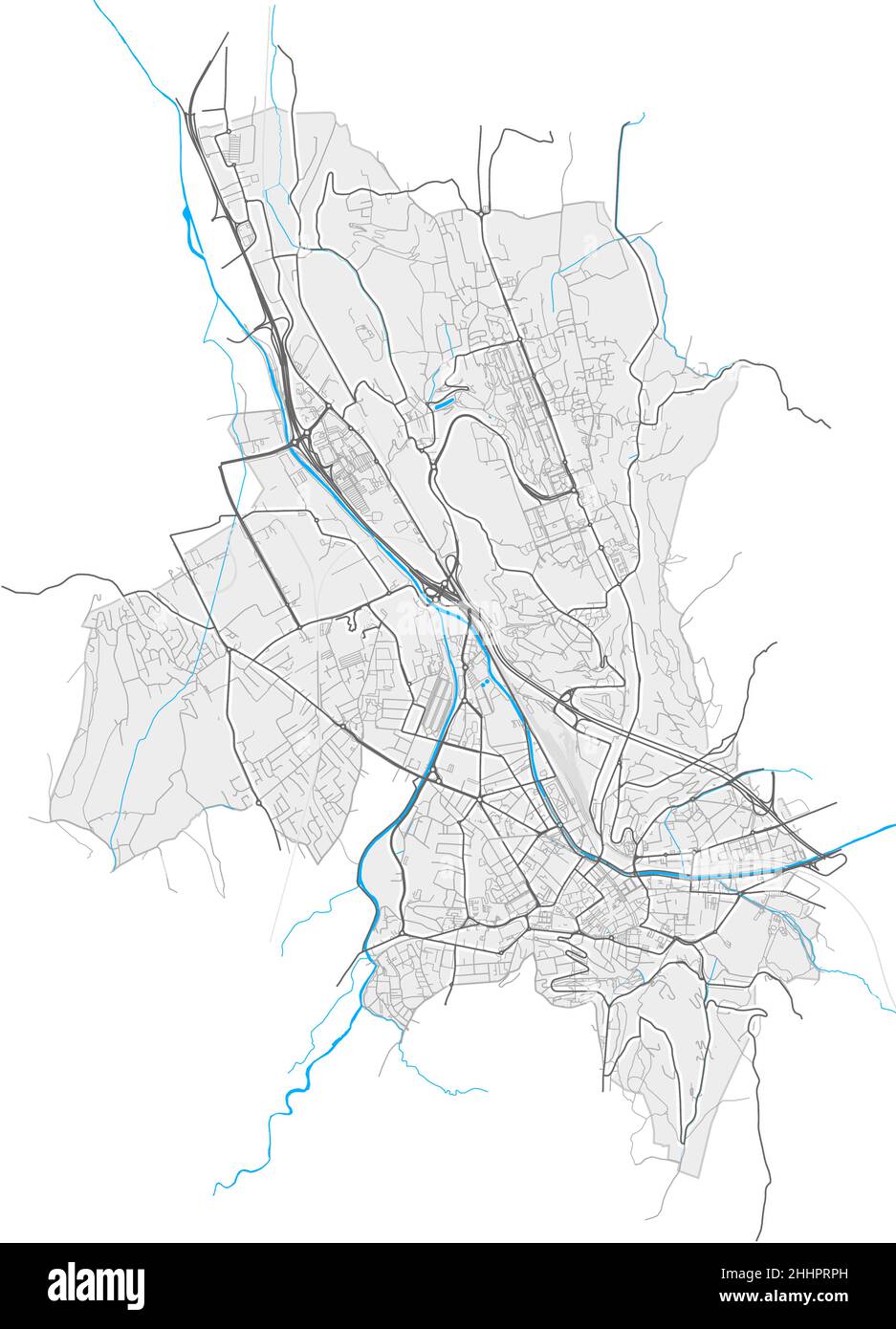Chambery, Savoie, France high resolution vector map with city ...