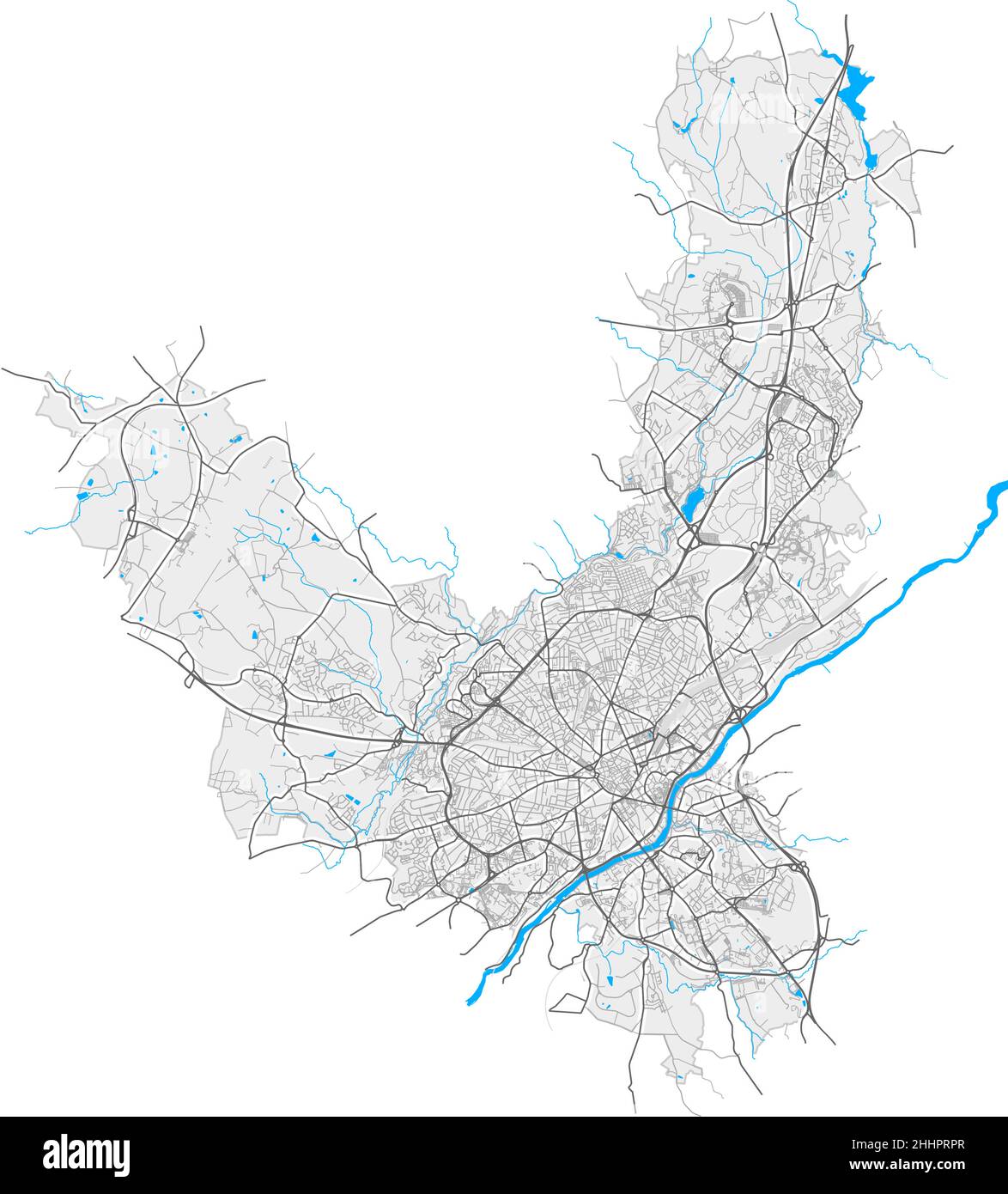 Limoges, Haute-Vienne, France high resolution vector map with city ...