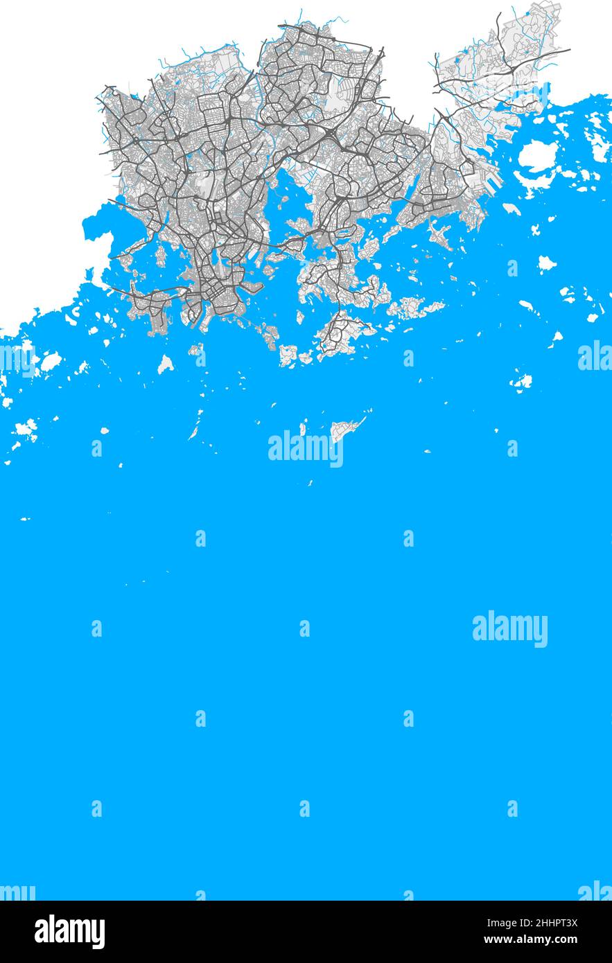 Helsinki, Finland high resolution vector map with city boundaries and ...