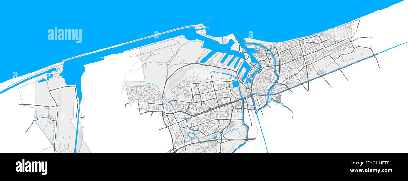 Dunkirk, Nord, France high resolution vector map with city boundaries ...