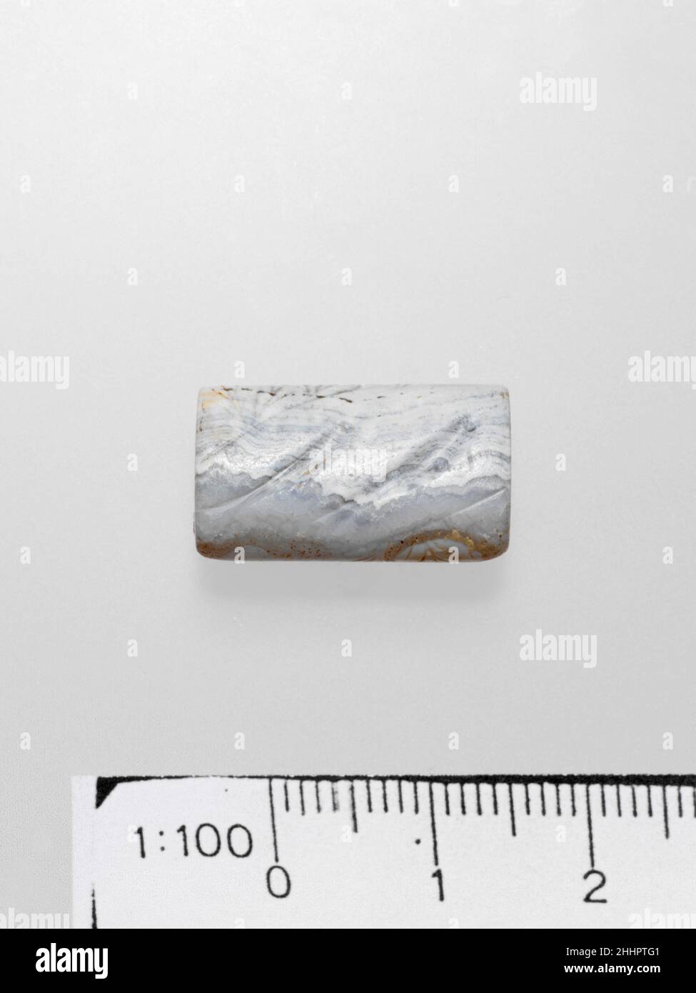 Agate flattened cylinder seal ca. 1750–1450 B.C. Minoan Two fish ...