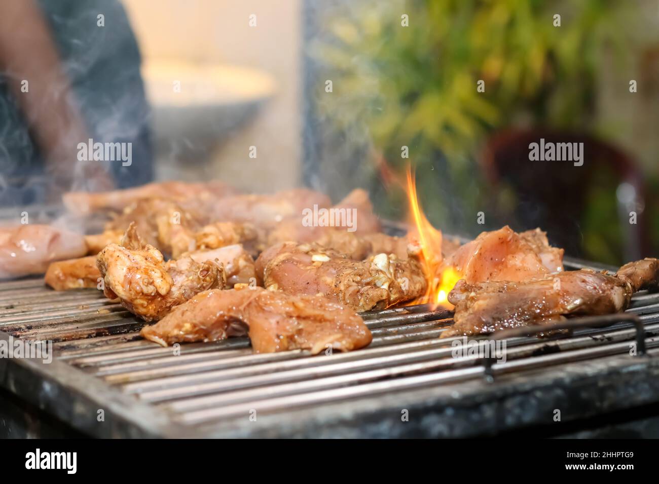 Meat fried on fire hi-res stock photography and images - Alamy