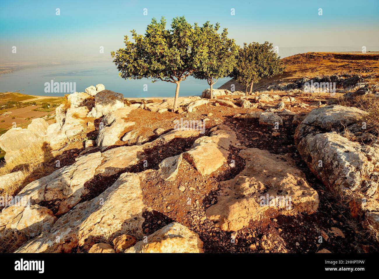 Arbel cliff with the sea of galili view Stock Photo - Alamy