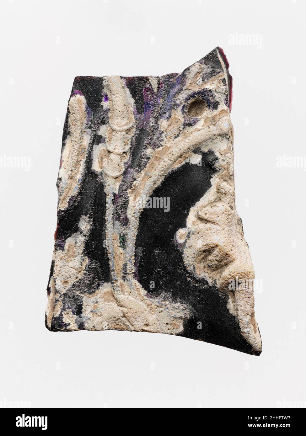 Glass cameo panel fragment ca. A.D. 1–25 Roman Translucent deep purple ...