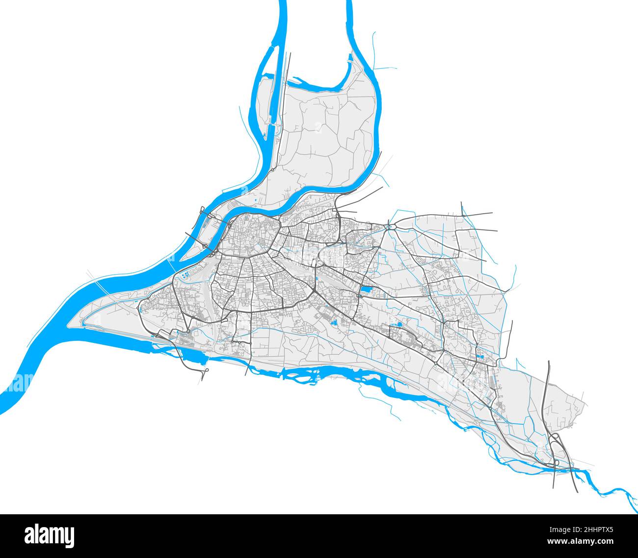 Avignon, Vaucluse, France high resolution vector map with city ...