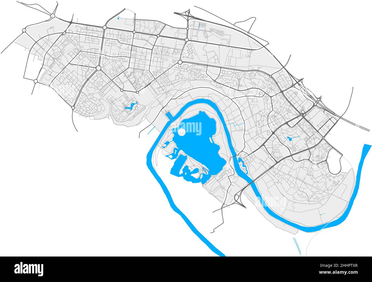 Cergy, Val-d Oise, France high resolution vector map with city ...