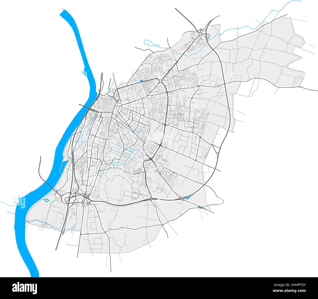 Valence, Drôme, France high resolution vector map with city boundaries ...