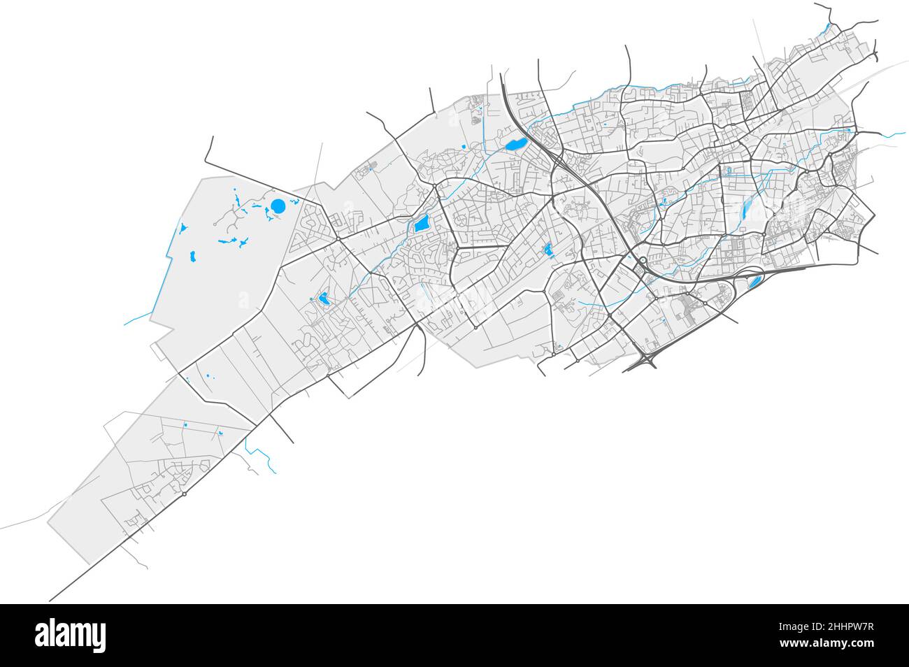 Pessac, Gironde, France high resolution vector map with city boundaries ...